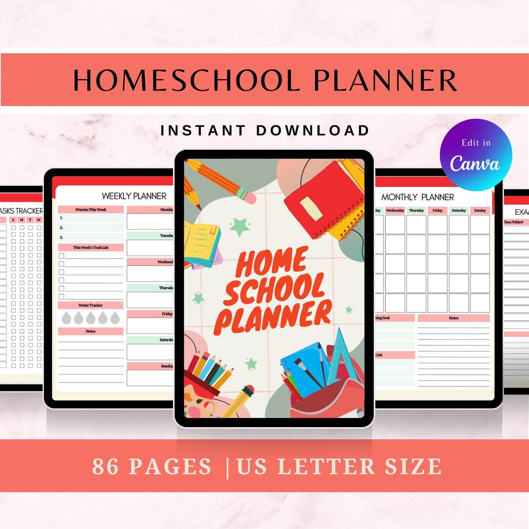 Homeschool Planner Printable, Digital Lesson Planner, Academic Schedule ...