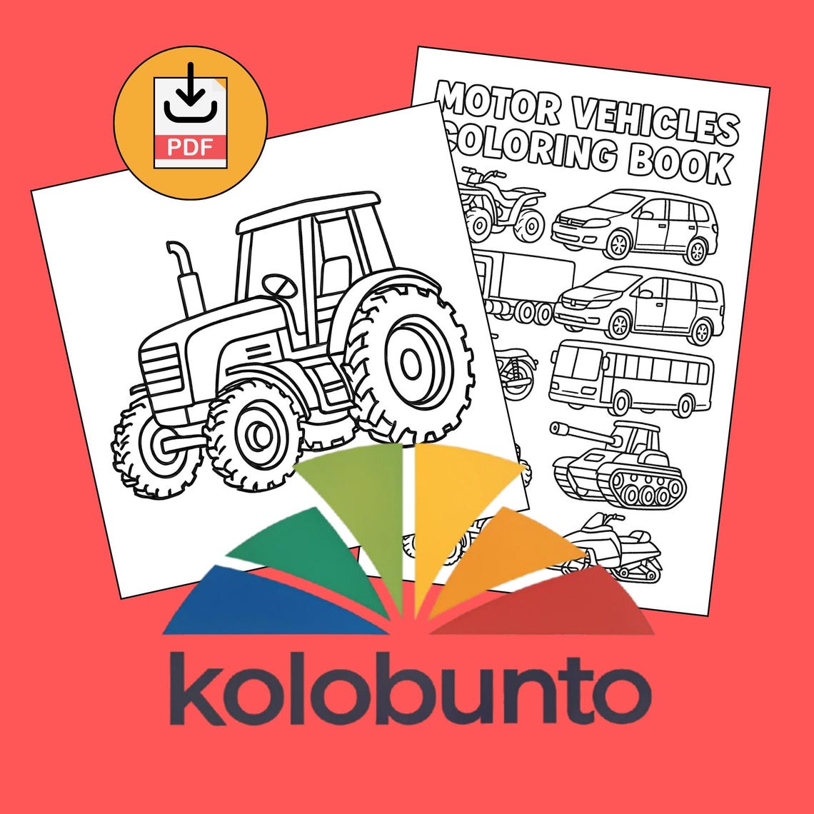 Printable Coloring Book - Motor Vehicle - 10 Pages - Digital Download ...