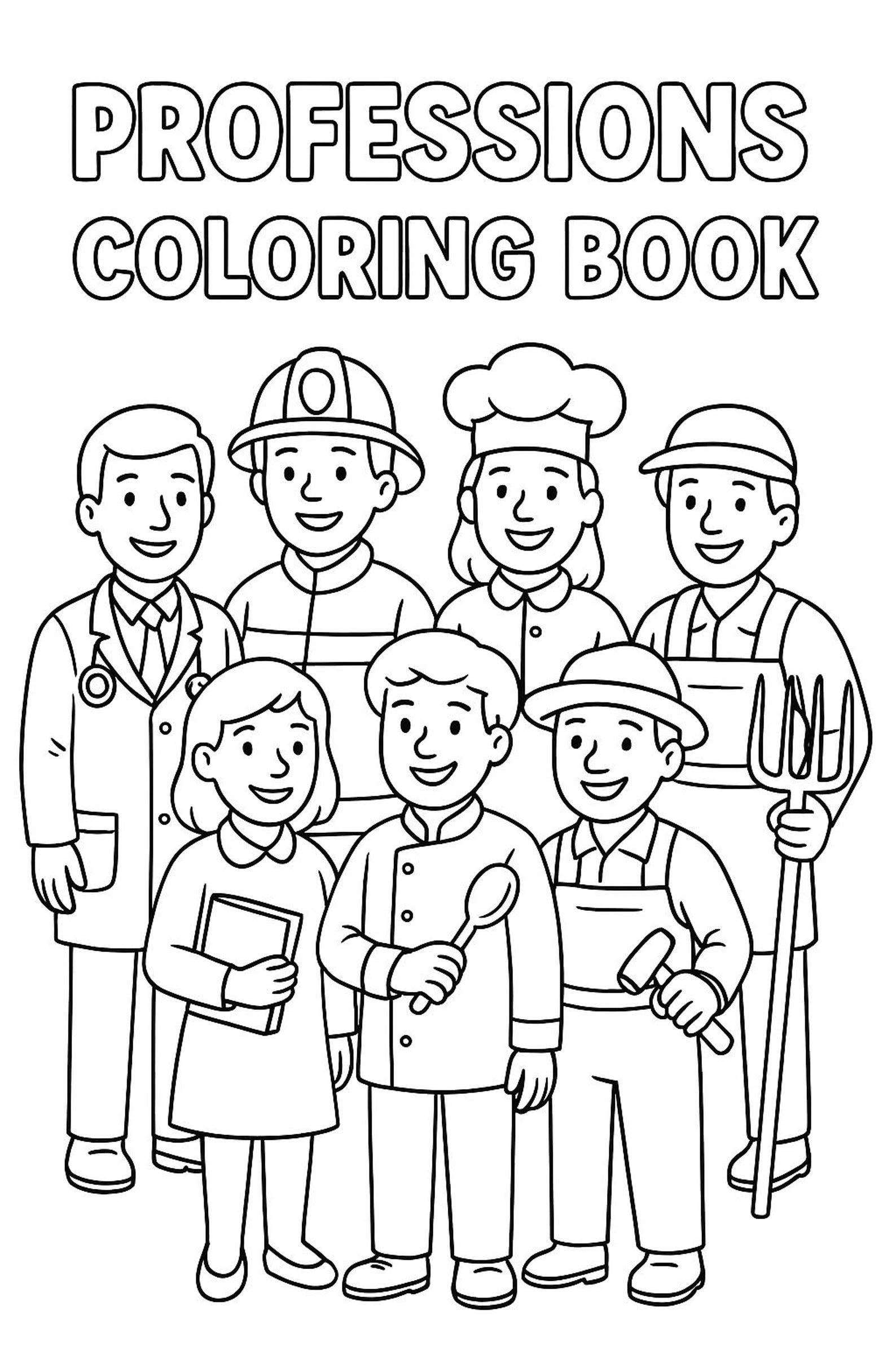 Printable Coloring Book - Professions - 10 Pages - Digital Download - Etsy