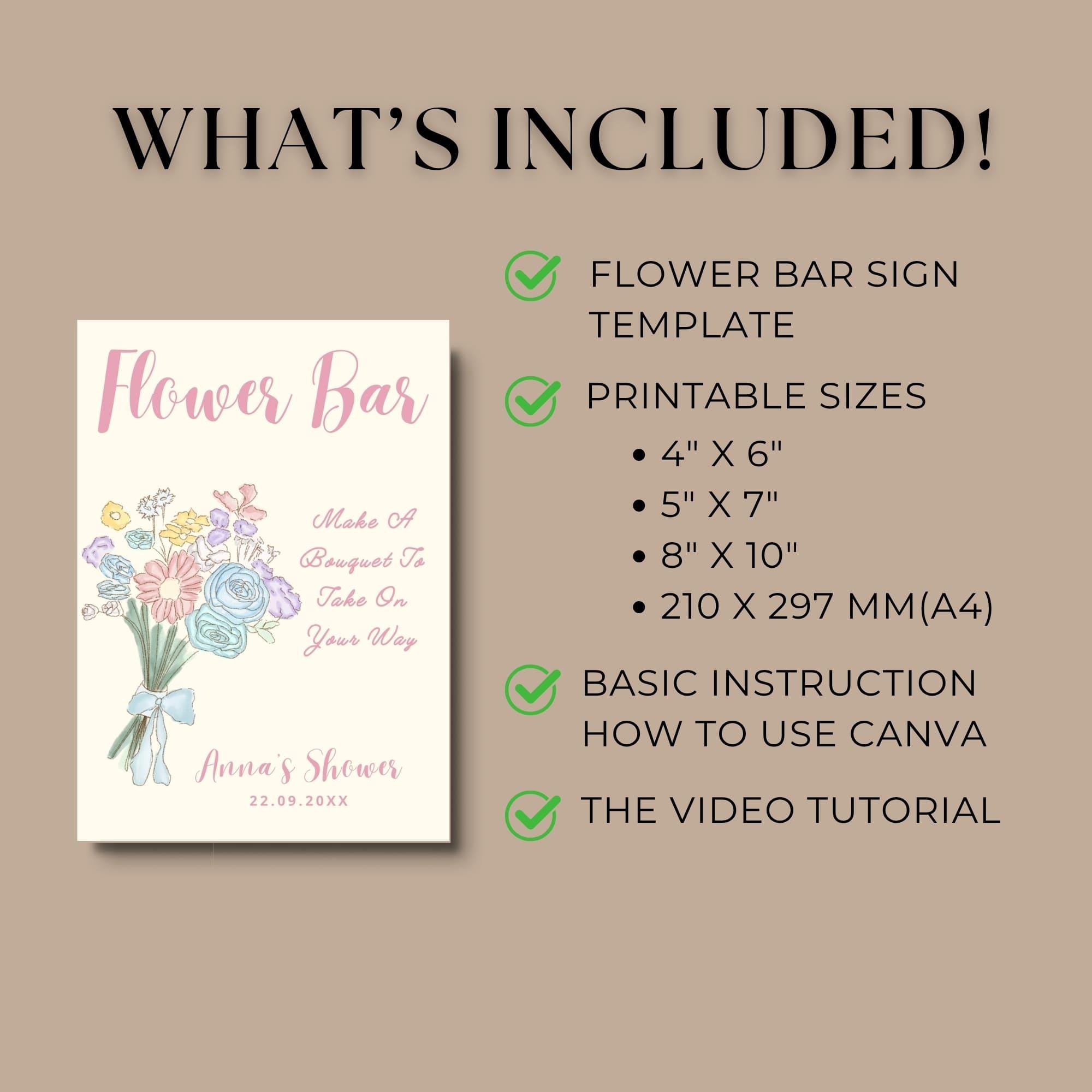 Flower Bouquet Bar Sign Hand Drawn, Printable Make Your Own Bouquet ...