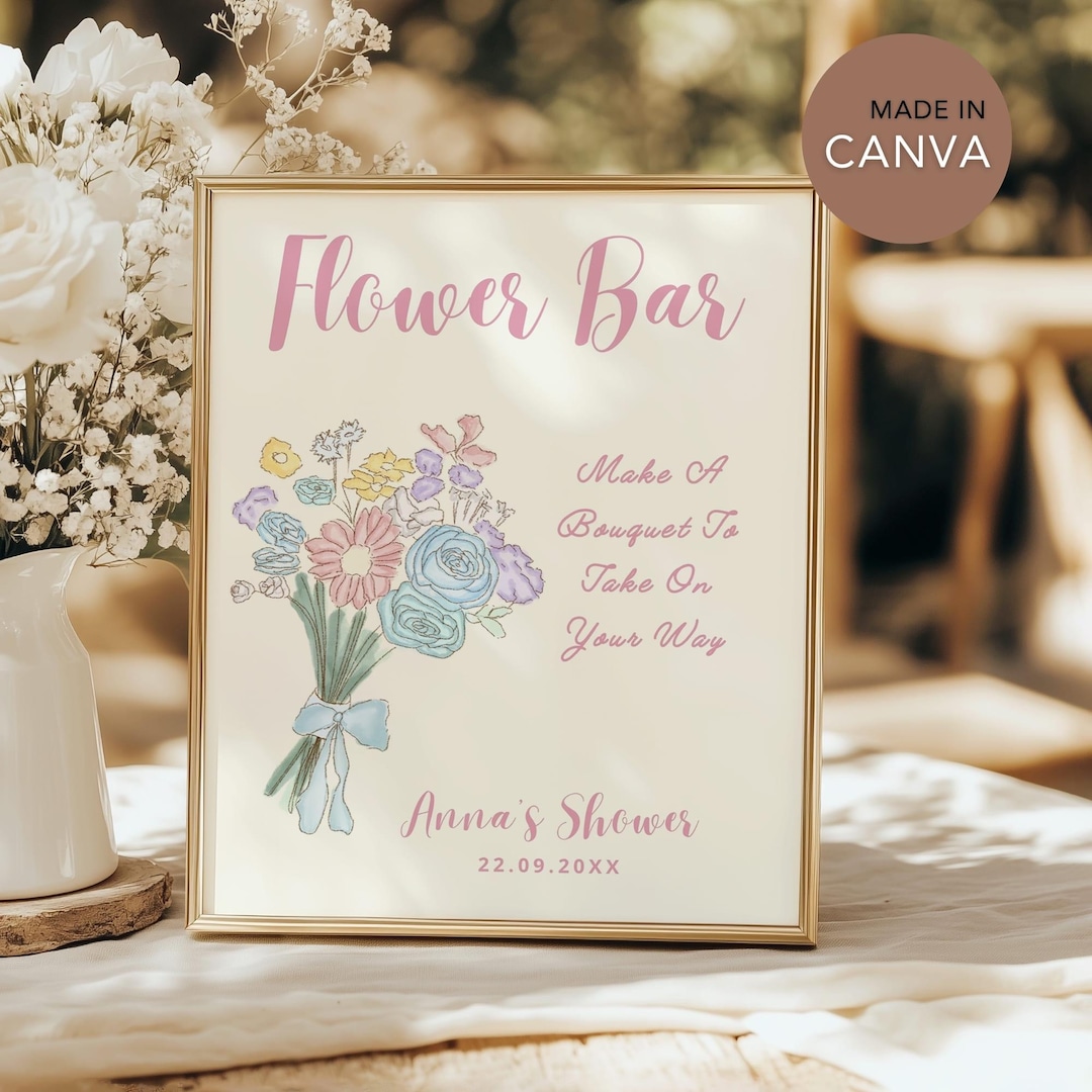 Flower Bouquet Bar Sign Hand Drawn, Printable Make Your Own Bouquet ...