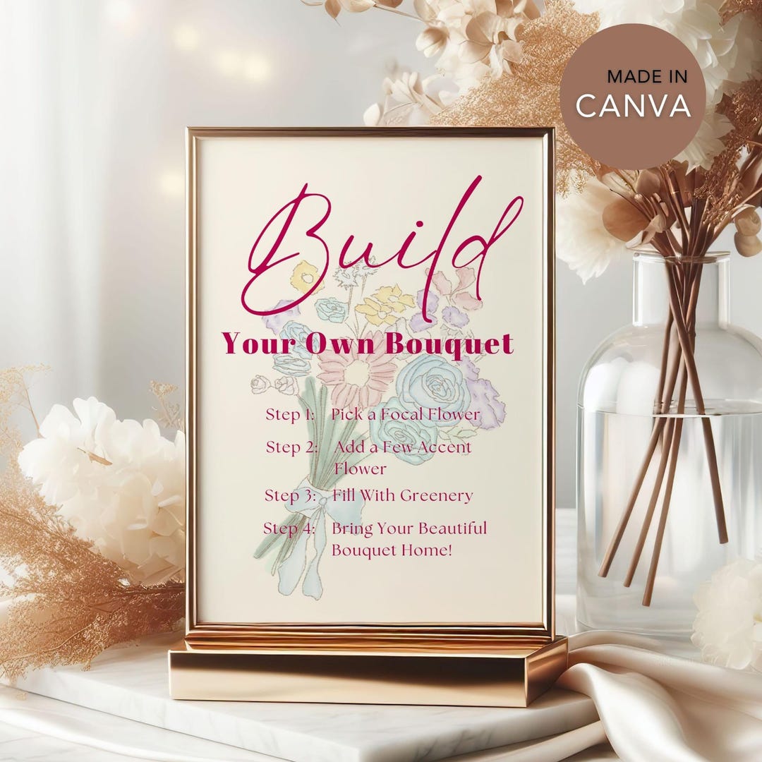 Build Your Own Bouquet Bridal Shower, Flower Bouquet Bar Sign, Flower ...