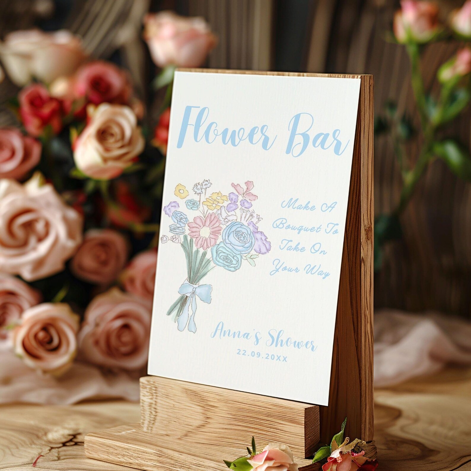Flower Bouquet Bar Sign Hand Drawn, Printable Make Your Own Bouquet ...
