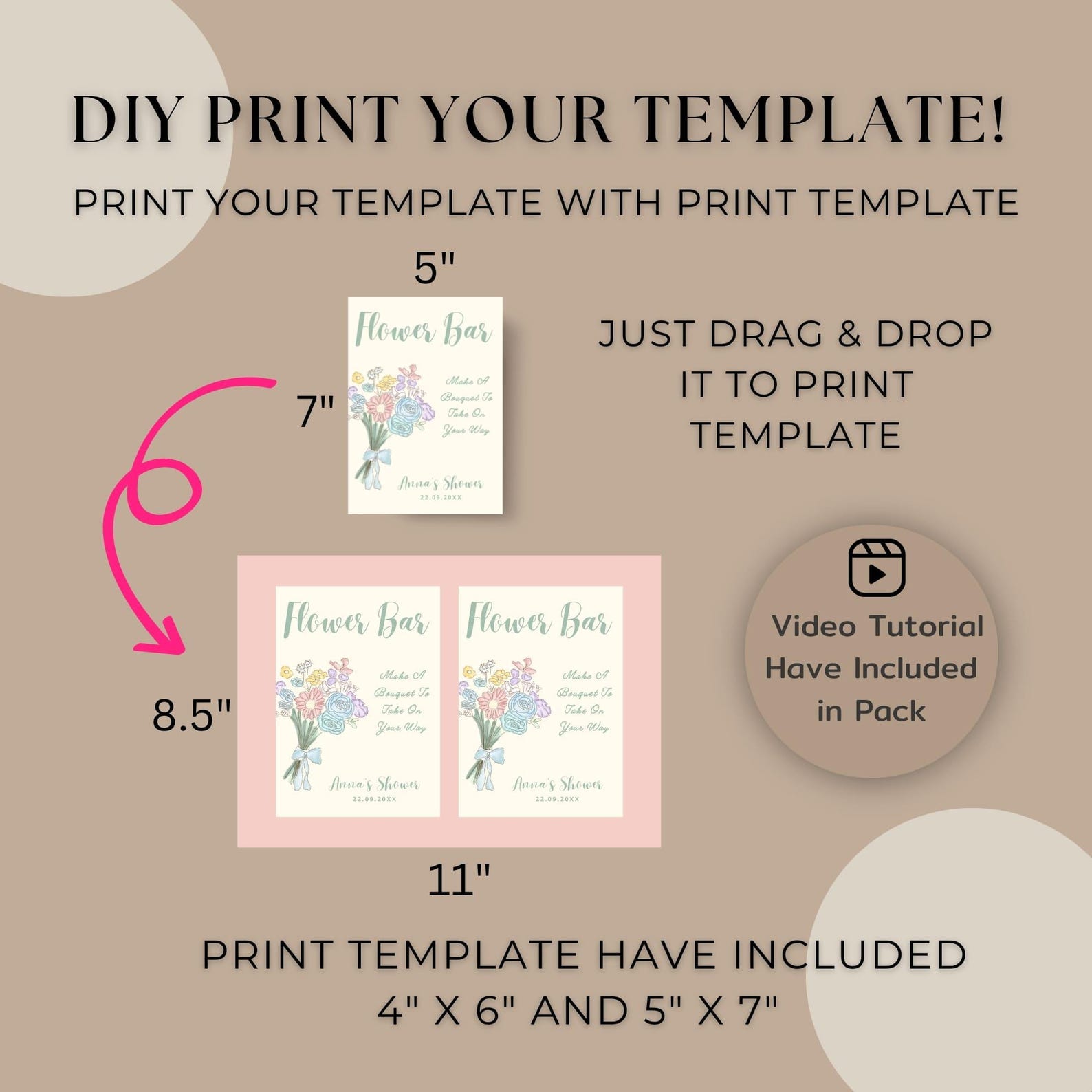 Flower Bouquet Bar Sign Hand Drawn, Printable Make Your Own Bouquet ...