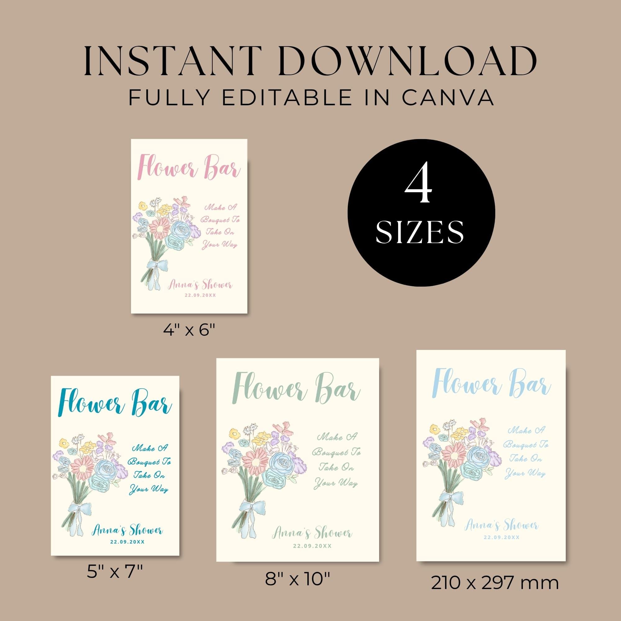 Flower Bouquet Bar Sign Hand Drawn, Printable Make Your Own Bouquet ...