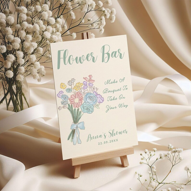 Flower Bouquet Bar Sign Hand Drawn, Printable Make Your Own Bouquet ...