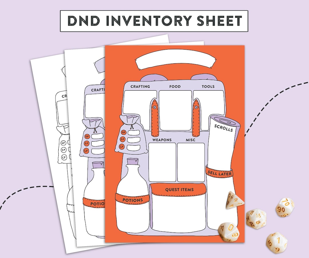 Dnd Inventory Sheet Printable RPG Backpack - Etsy
