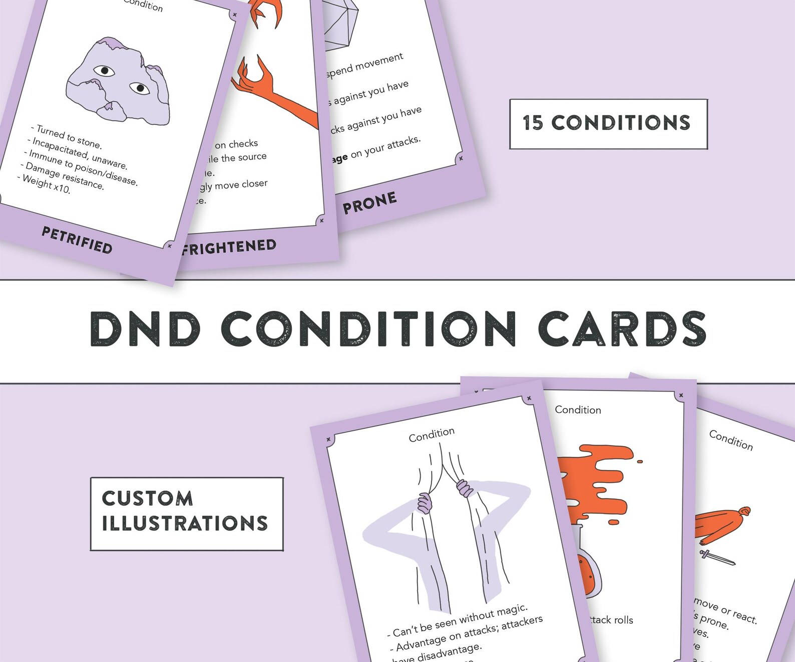 Printable Dnd 5e Condition Cards Digital Status Effect Deck for Combat ...