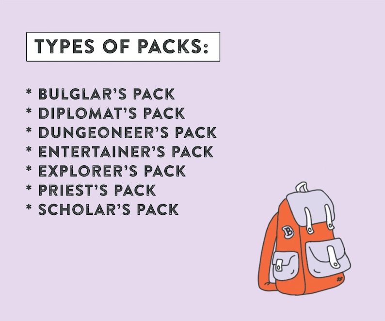 Printable Dnd 5e Equipment Pack Cards Starter Gear Inventory Tracker ...