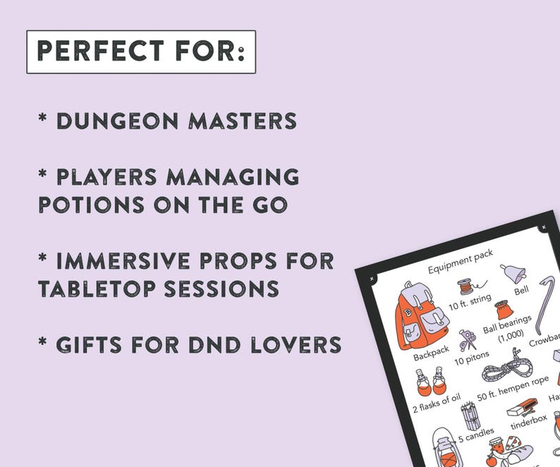 Printable Dnd 5e Equipment Pack Cards Starter Gear Inventory Tracker ...