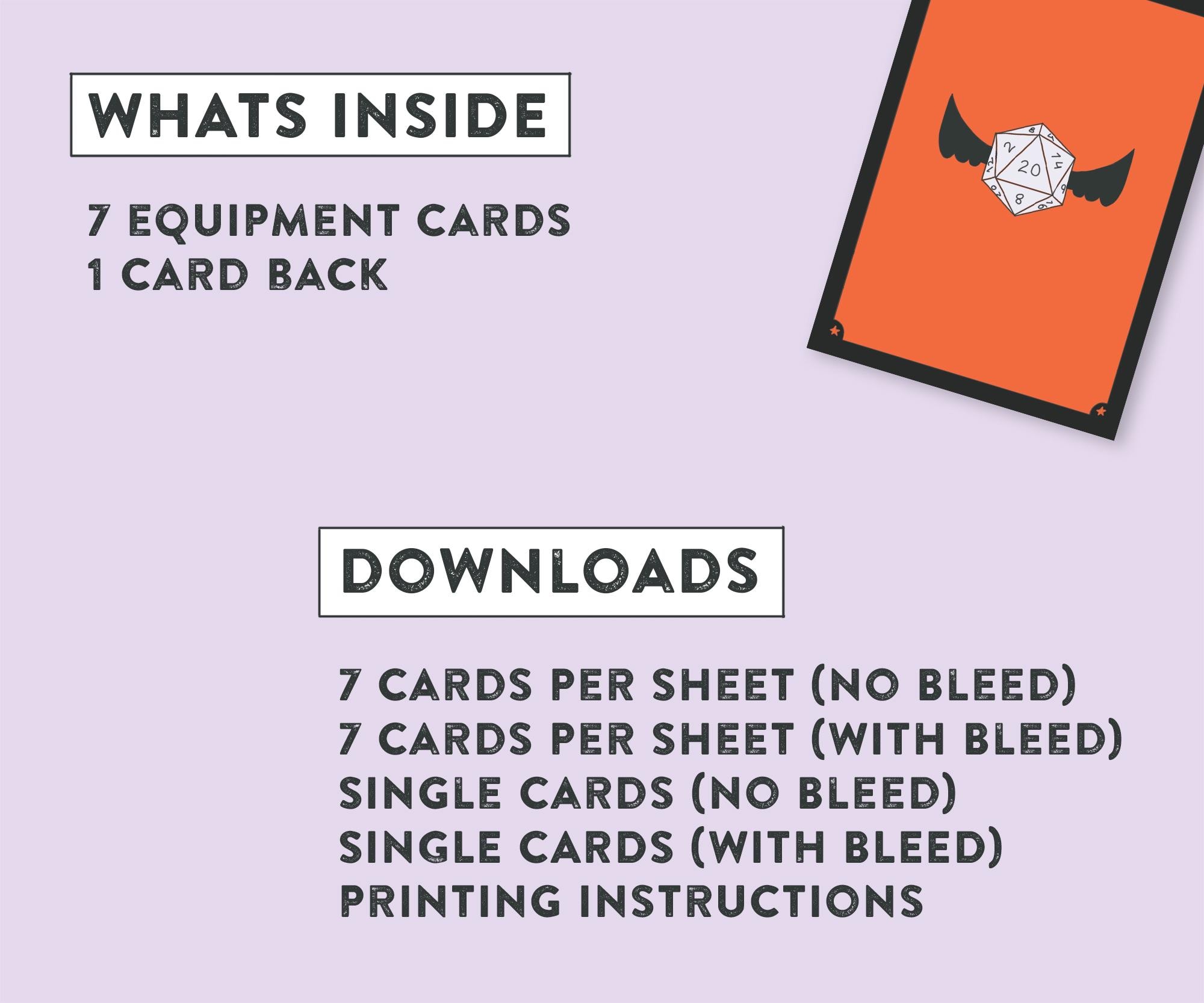 Printable Dnd 5e Equipment Pack Cards Starter Gear Inventory Tracker ...