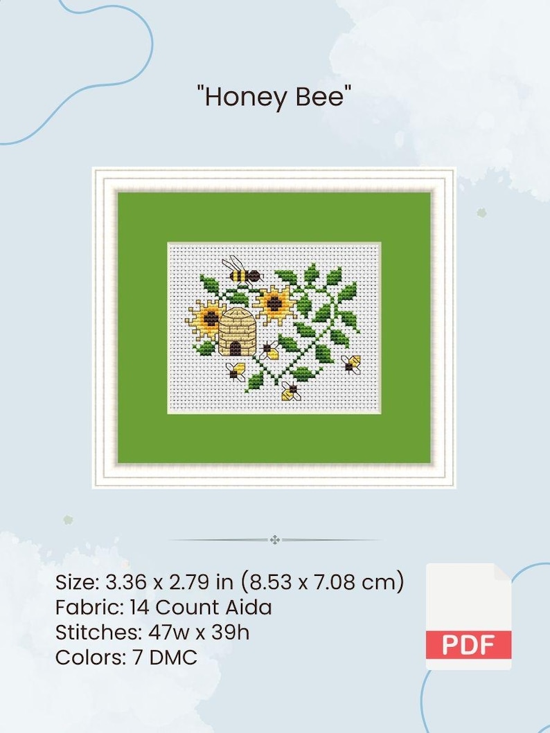 Honey Bee Cross Stitch Pattern. Bee Cross Stitch Digital Pattern. Bee ...