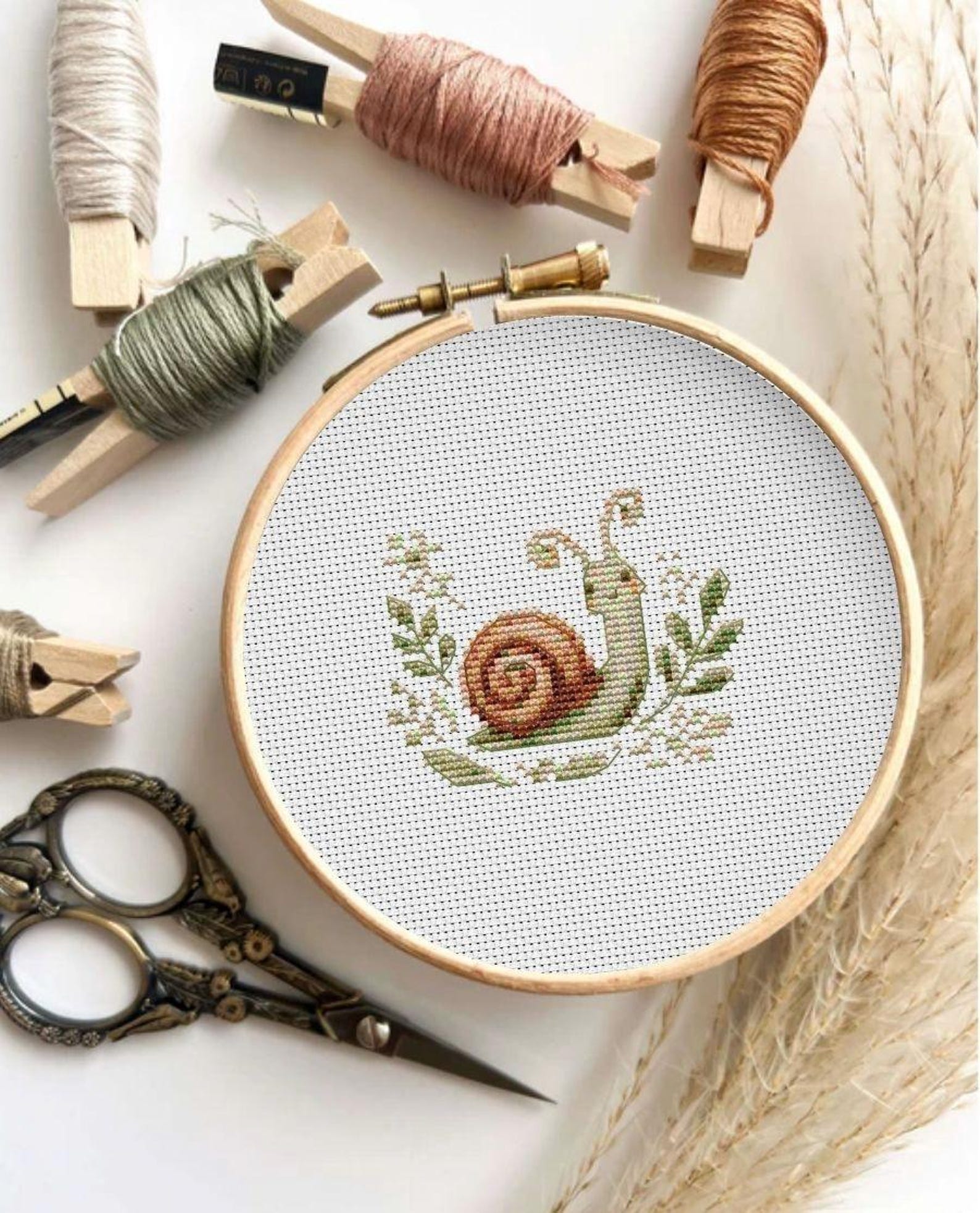 Cute Snail Cross Stitch Pattern. Snail Cross Stitch Digital Pattern ...