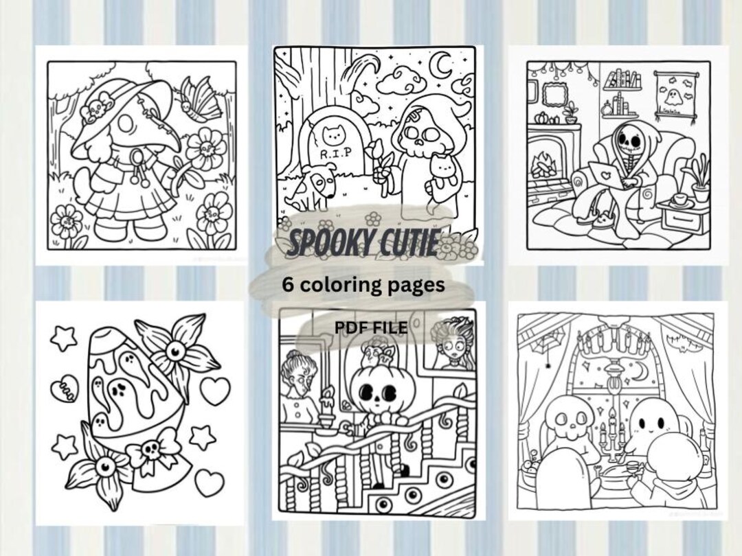 Spooky Cutie: Adorable Creepy Creatures in Cozy Hygge Moments Coloring ...