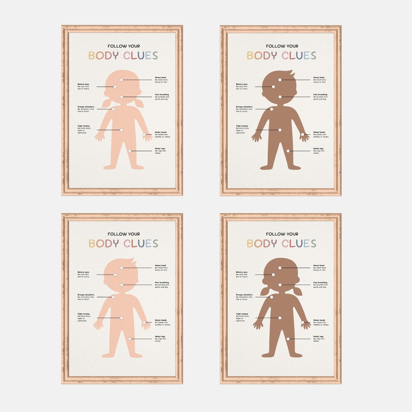 Body Clues Poster Set for Kids – Feelings in the Body – Calm Down ...