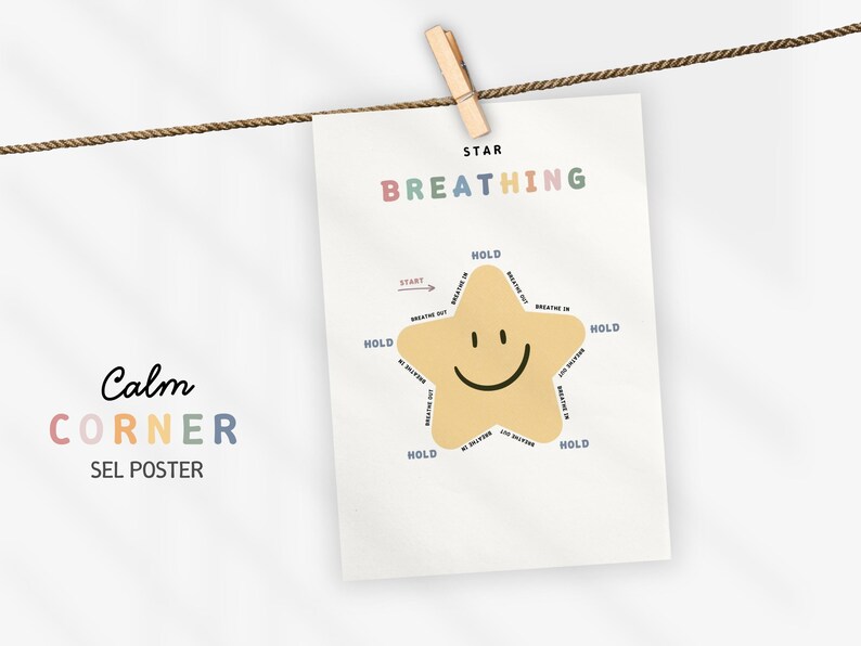 Star Breathing Poster for Kids – Calm Down Corner Printable + Free ...