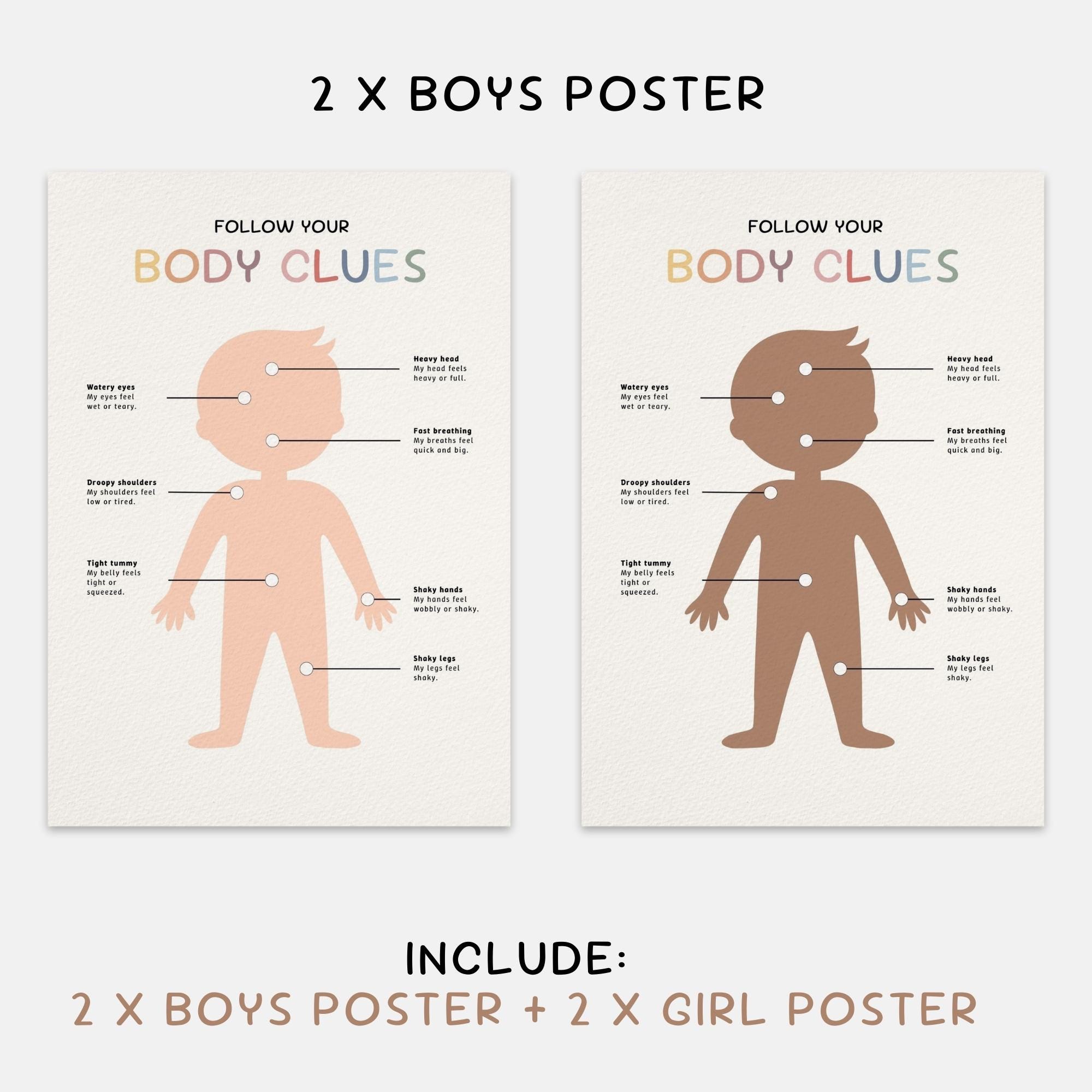 Body Clues Poster Set for Kids – Feelings in the Body – Calm Down ...