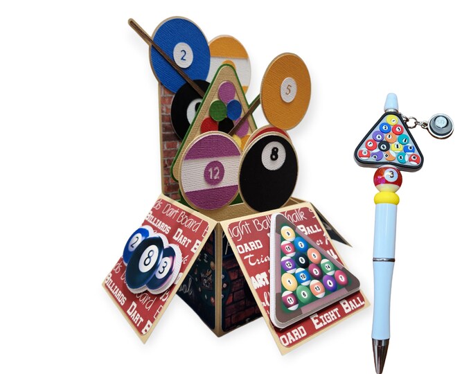 BILLIARDS POOL 3D Pop-up Box Card | Pen | Wristlet| Keychain, Handmade ...