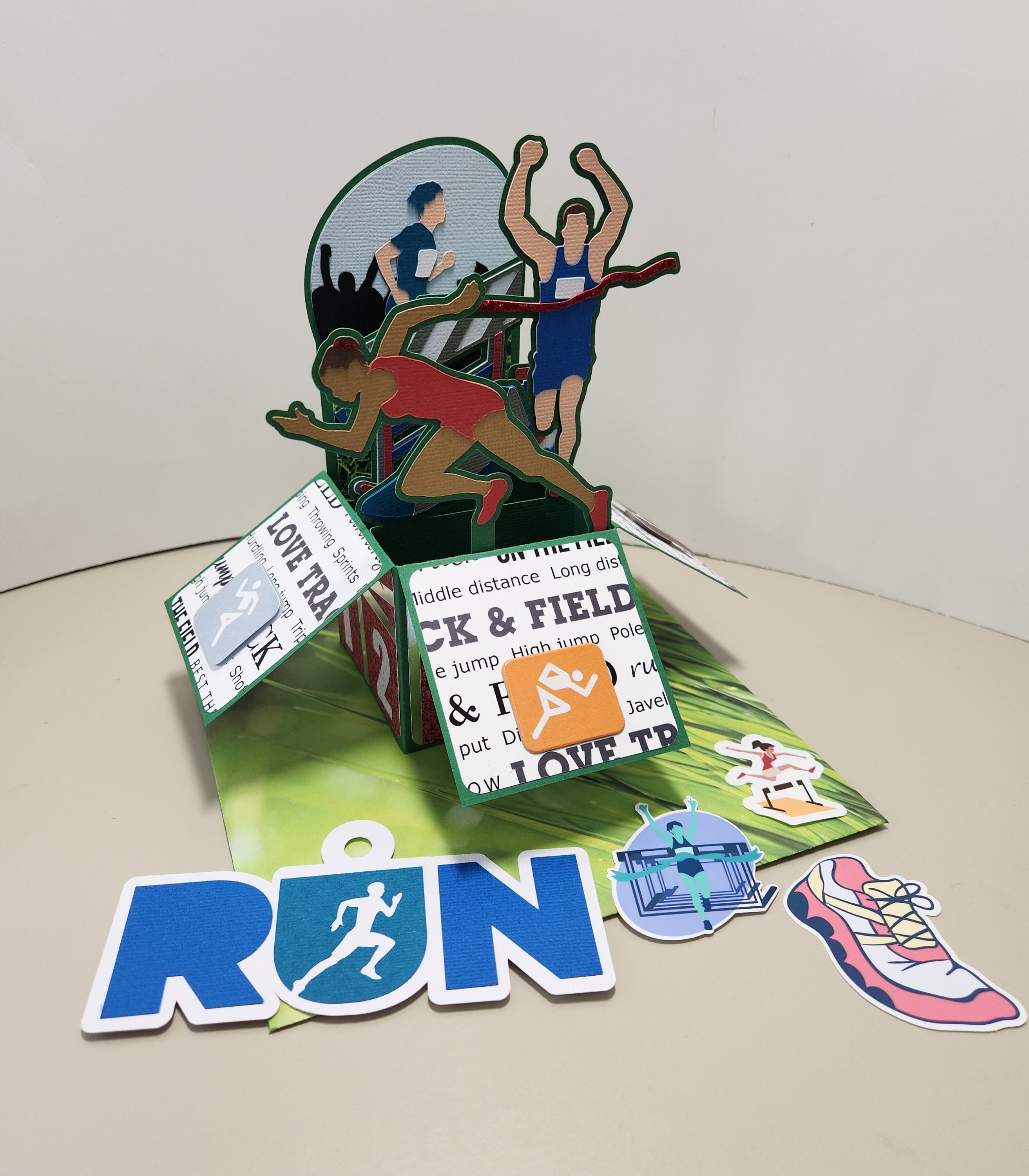 TRACK and FIELD 3D Pop-up Box Card, Handmade Blank 3D Cards - Etsy