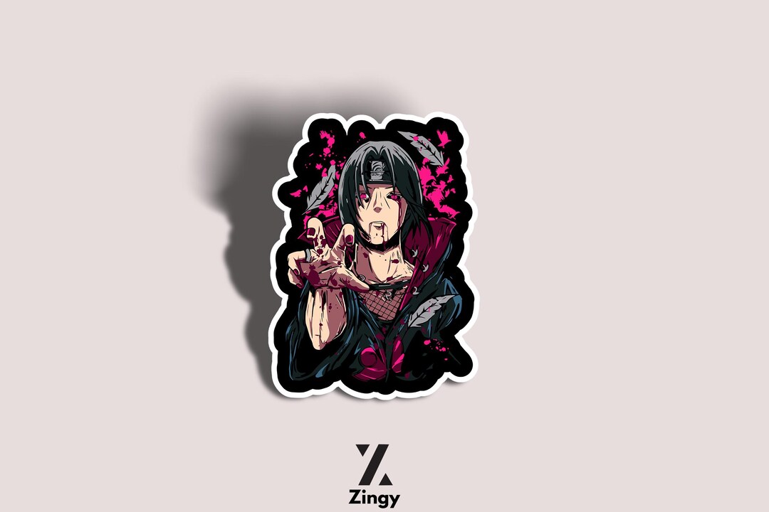 Anime Itachi Uchiha Sticker, Naruto Akatsuki Decal, Crow Genjutsu Die ...