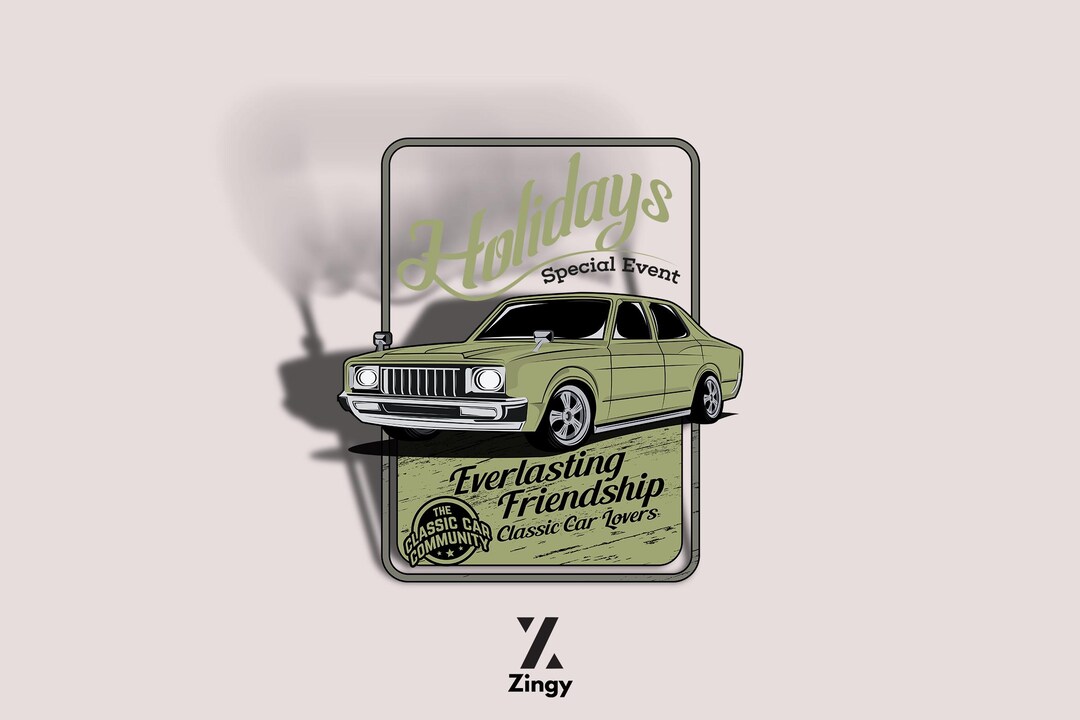 Retro Car Sticker, Classic Car Die-cut Outdoor Decal - Vintage Vehicle ...