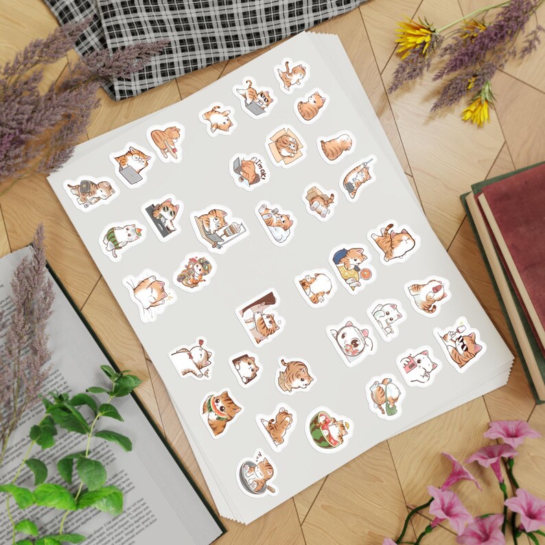 Cat Sticker Sheet Bundle, 35pcs - Sweet Cute Cat Stickers, Perfect for ...