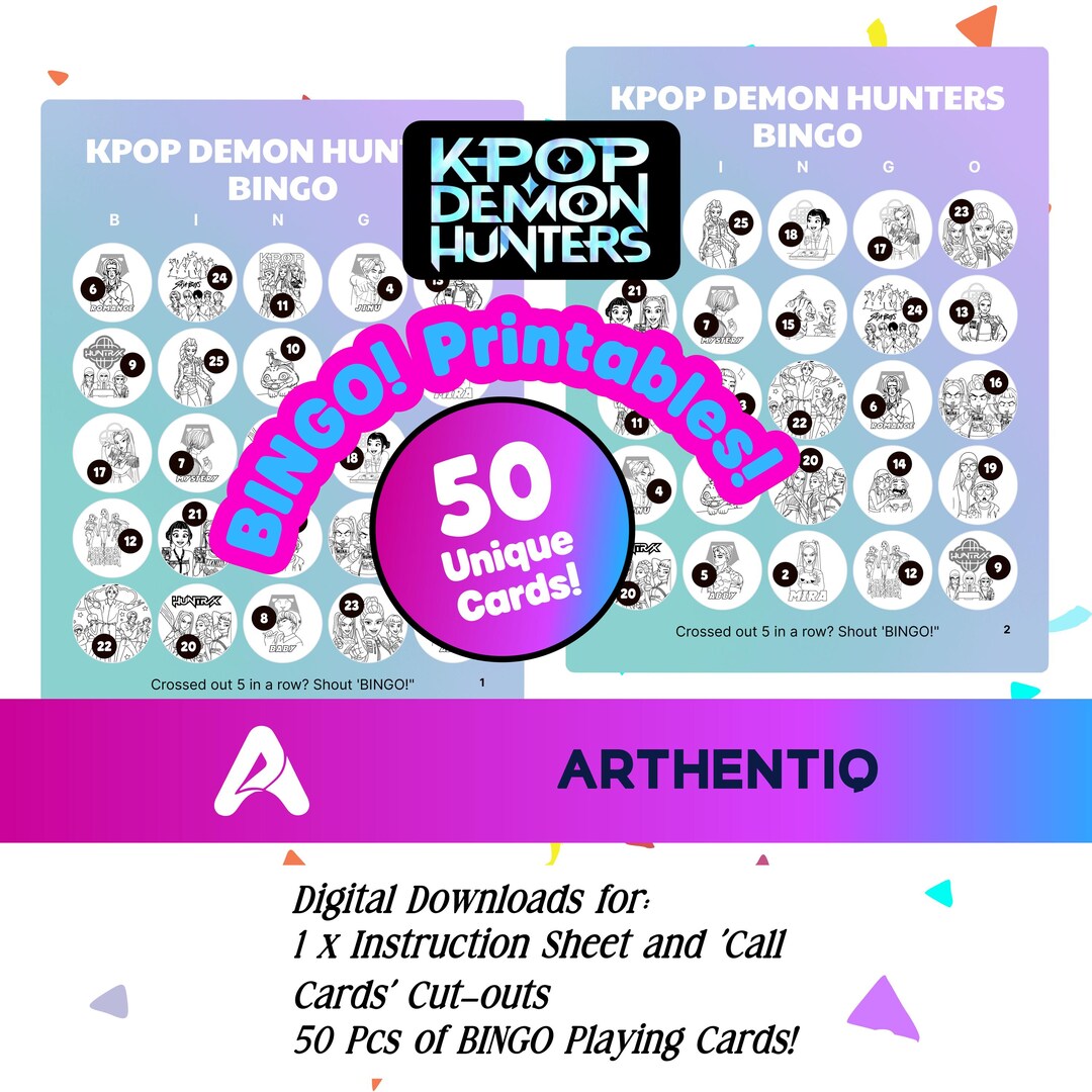 Kpop Demon Hunters Birthday Bingo | Huntrix Games | Saja Boys Birthday ...