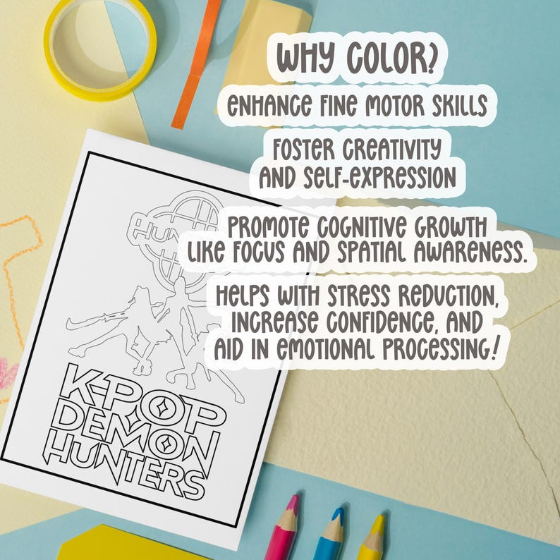 Kpop Huntrix Demon Hunters Coloring Pages, Printable PDF Instant ...