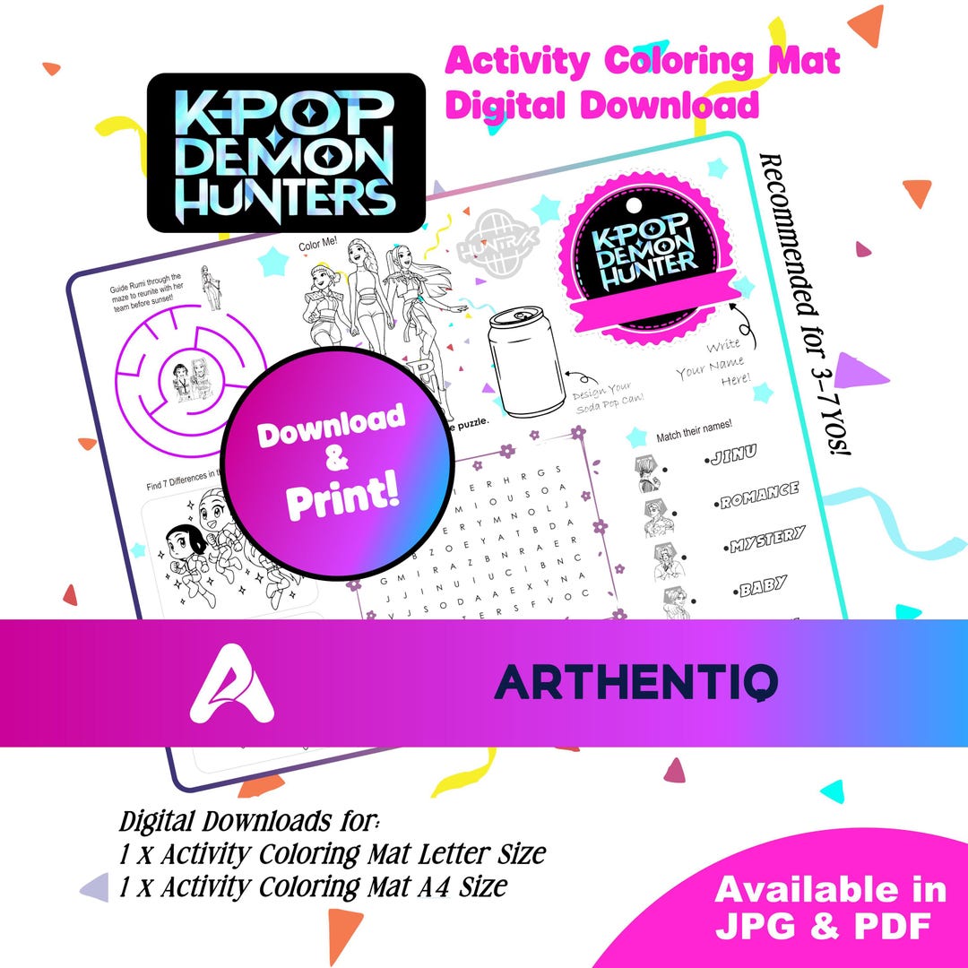 Kpop Demon Hunters Kids Activity Mat | Huntrix Kpop Games | Saja Boys ...