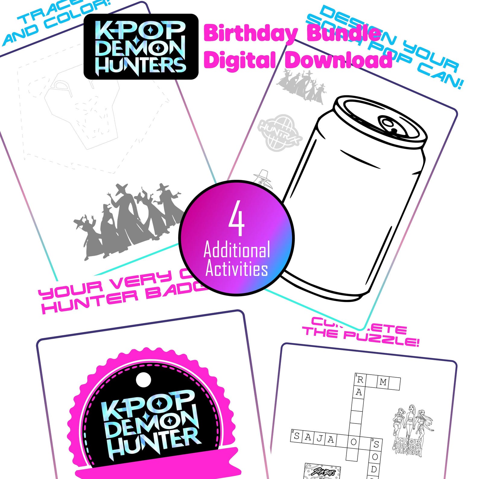 Kpop Demon Hunters Birthday Activity Mat | Custom Name (digital ...