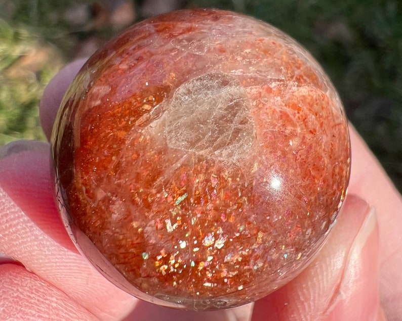 Mini Rainbow Confetti Sunstone Moonstone Sphere #4, 1" High Quality ...