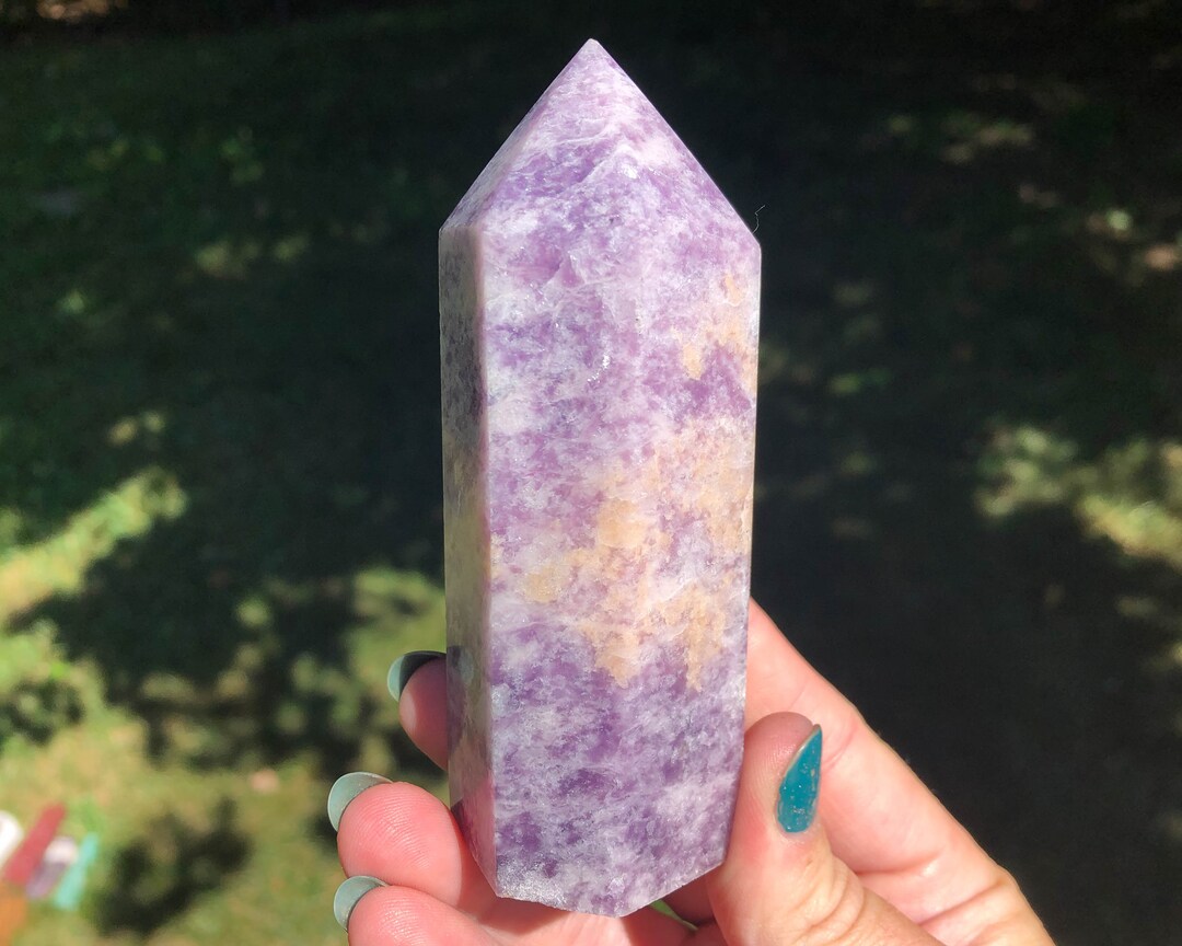 4" Sparkly Lepidolite Point Purple and Pink Mica Tower Lithium Mica ...