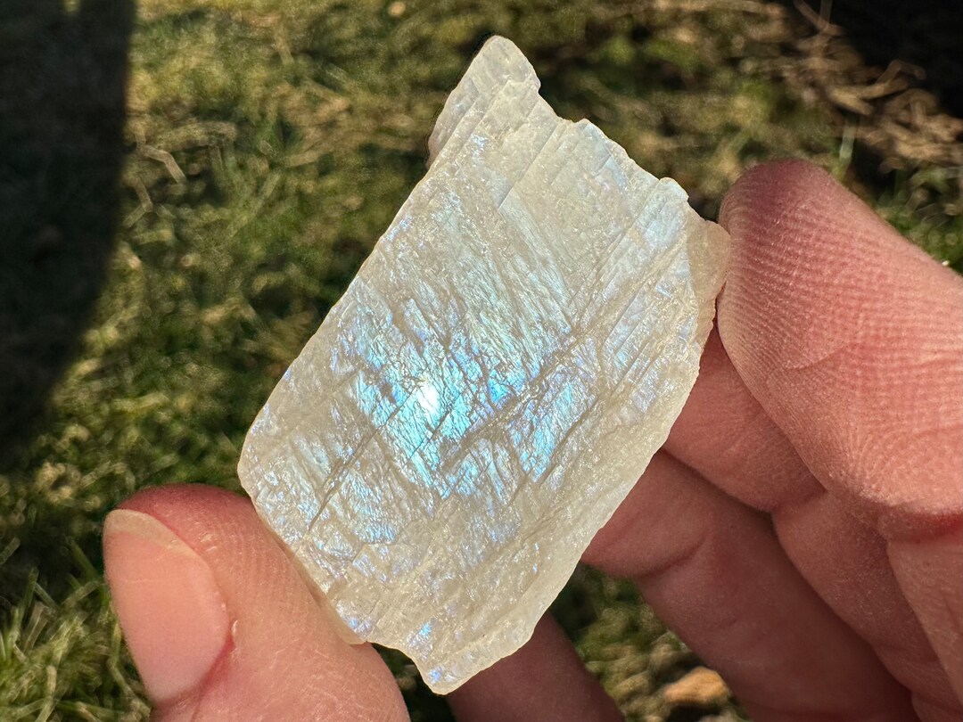 1.6 Rough Moonstone From Tanzania 7 Raw Stone, Blue Flashy Crystal for ...