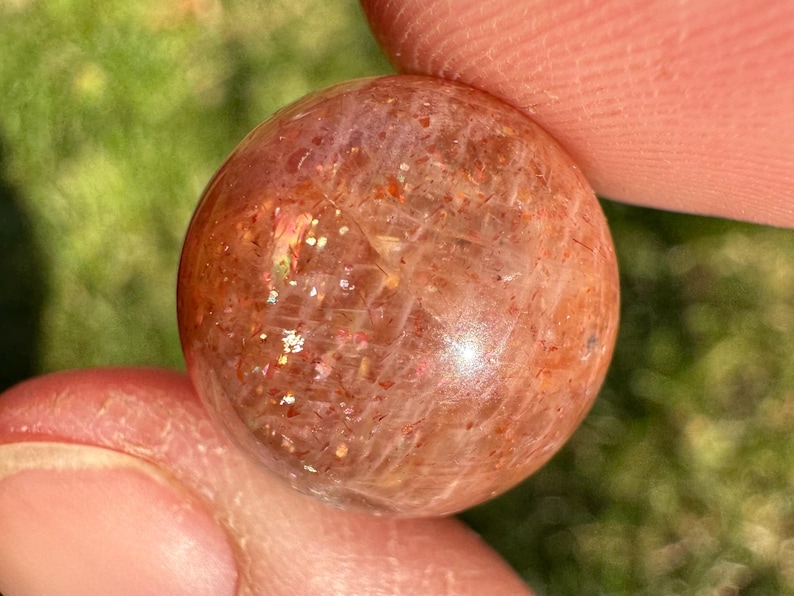 Mini Rainbow Confetti Sunstone Sphere With Flashy Moonstone & Smoky ...