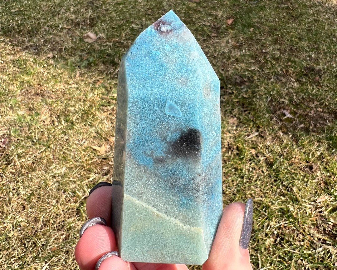 3.2" Trolleite Tower, Trolleite Point, Polished Blue and Black Crystal ...