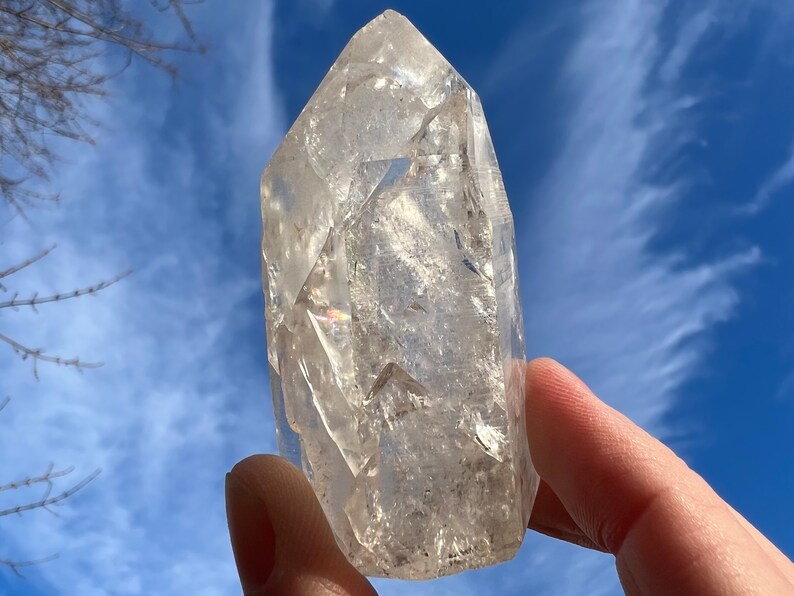 Rainbow Lemurian Quartz Point: Fire and Ice Crystal Tower, Healing ...