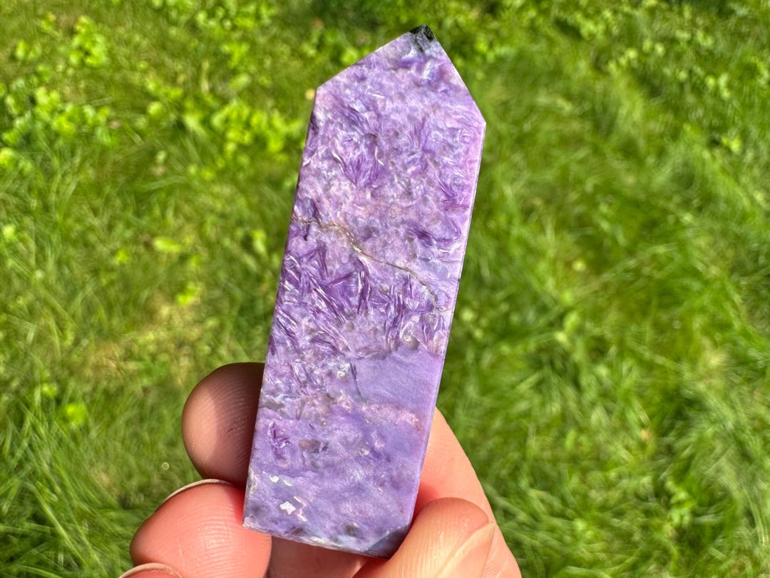 2.2 in Charoite Crystal Tower: Purple and Black Gemstone Specimen #3 - Etsy