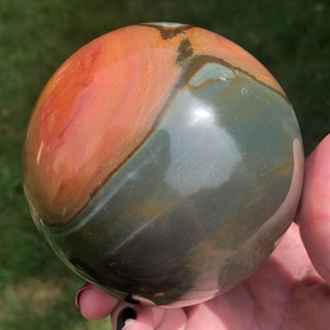 3.5 Colorful Polychrome Jasper Sphere Pink Red Blue Crystal Gemstone ...