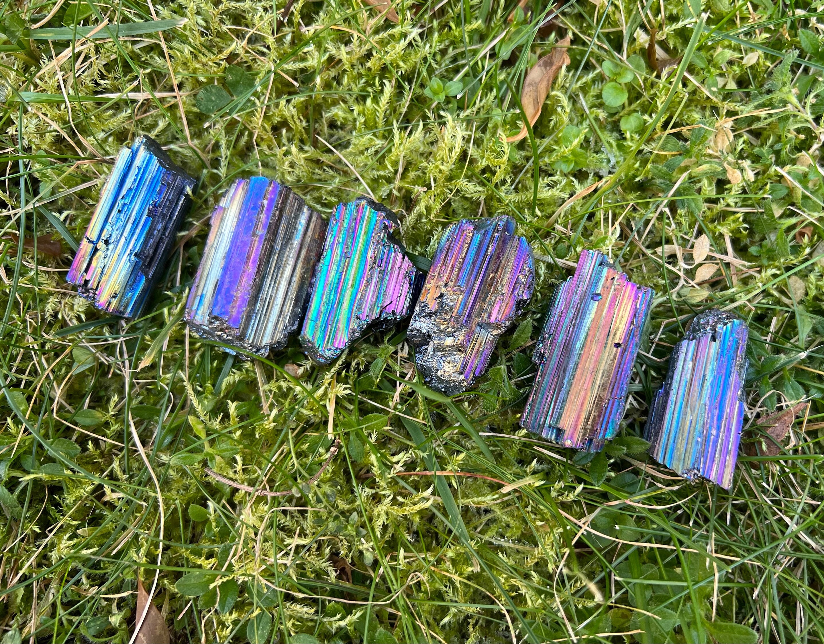 Rainbow Aura Black Tourmaline Set: Iridescent Crystals for Protection ...