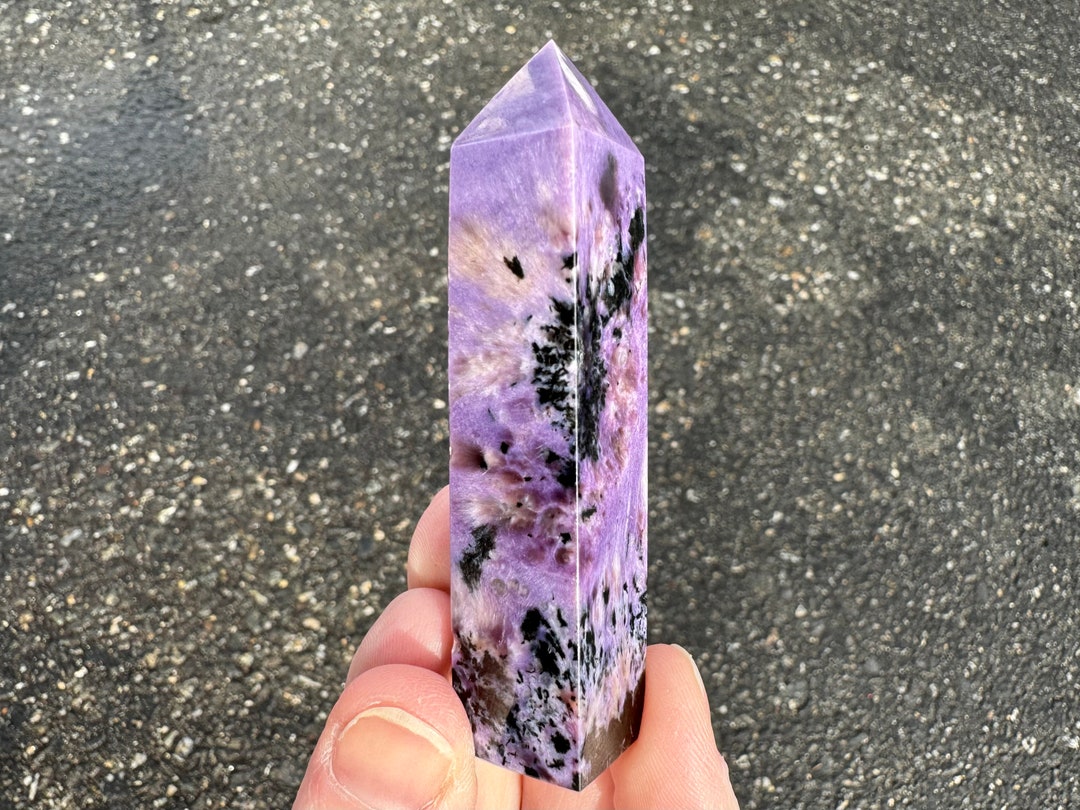 3 Charoite Tower 3 Small Chatoyant Bright Purple Black and Pink ...