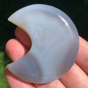 Agate Moon With Druzy Quartz Pocket Banded Gray Agate Crescent Moon ...