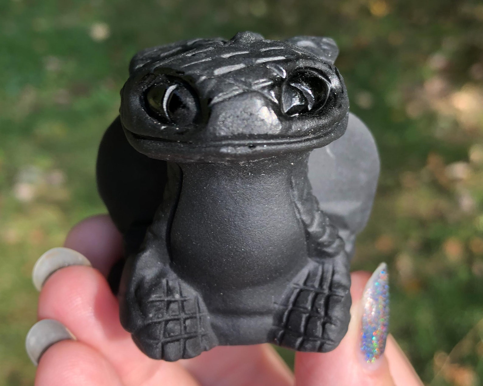 Black Obsidian Toothless Dragon Carving Crystal HTTYD | Etsy