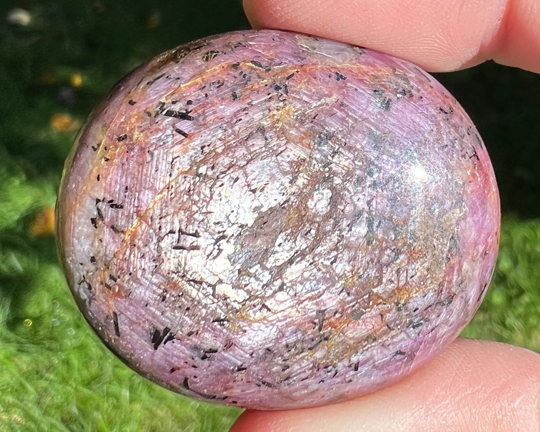 1.5" Star Ruby Palm Stone #2 Small Polished Gemstone, Pink Red Corundum ...