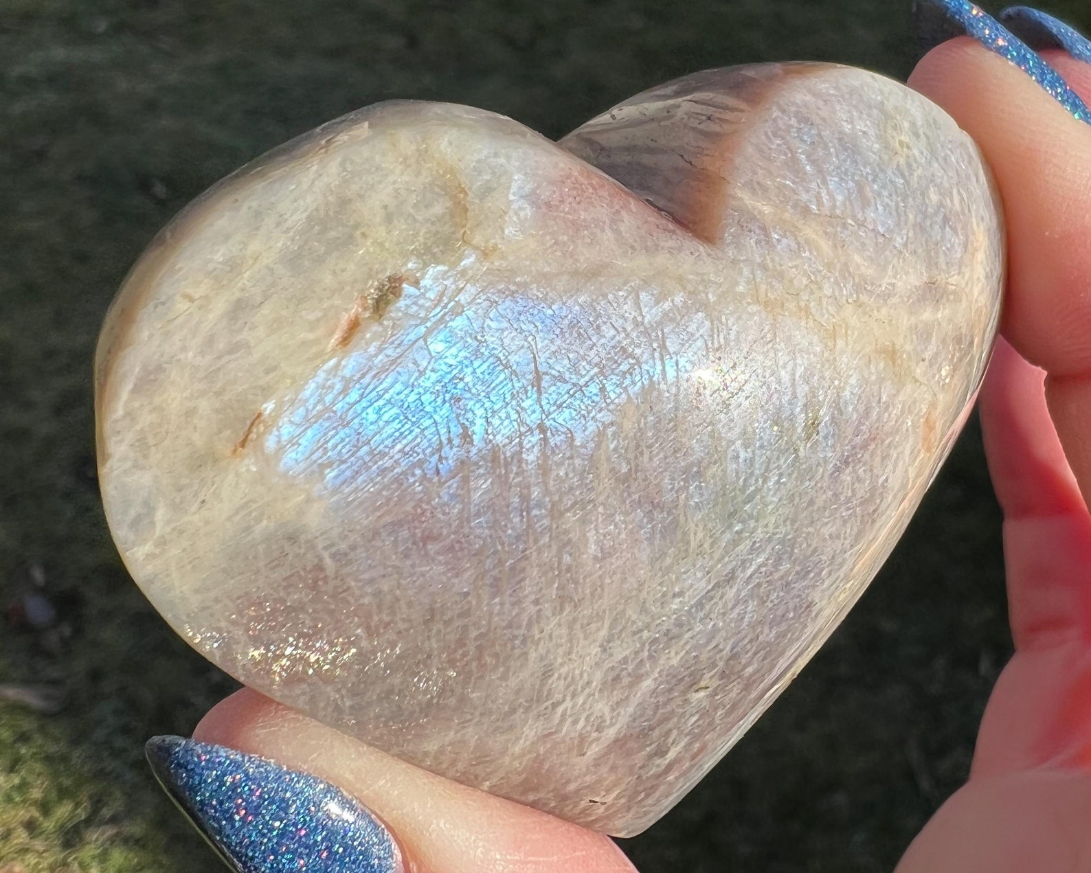 2.2 Moonstone and Sunstone Heart Rare Belomorite From - Etsy