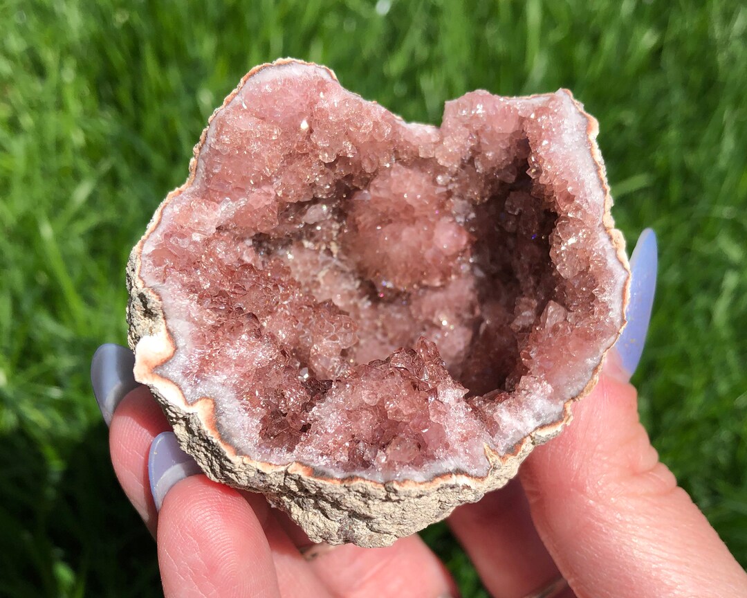 Rare Pink Amethyst Geode From Argentina, Bright Pink Crystal Druzy ...