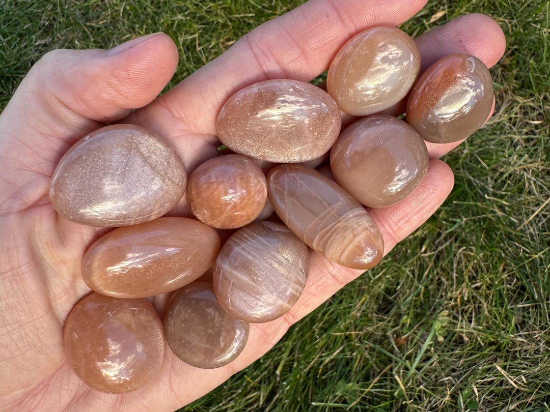 Tumbled Peach Moonstone & Confetti Sunstone: 1/4 Pound Lot - Sparkly ...