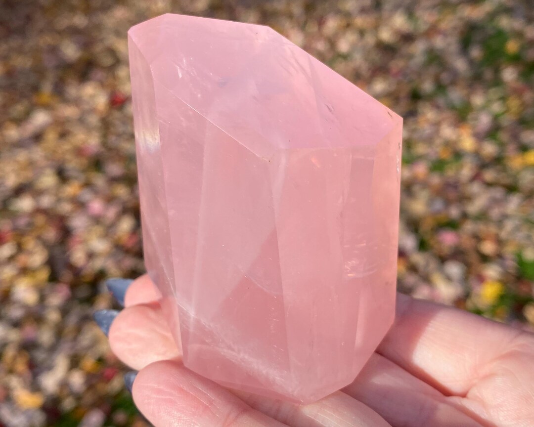 2.7" Gemmy Rose Quartz Freeform Display Piece, Translucent Bright Pink ...