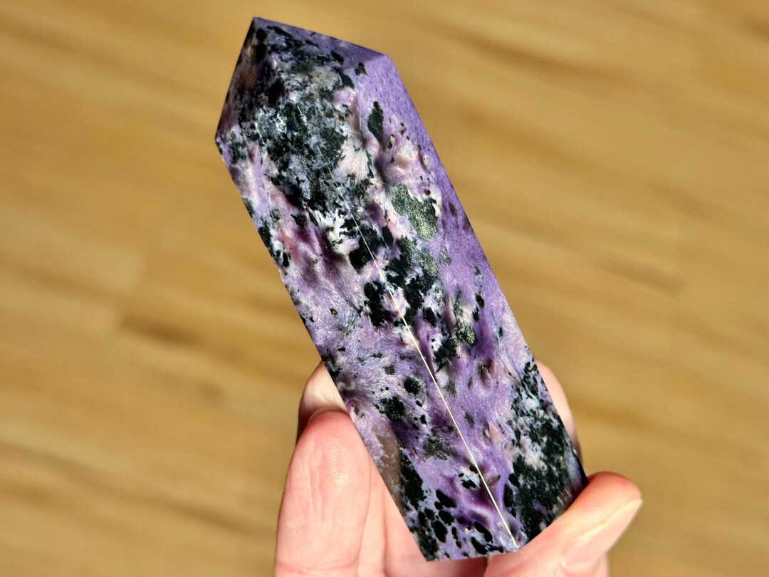 3.4 Inch Charoite Crystal Tower: Polished Point, Violet Specimen ...