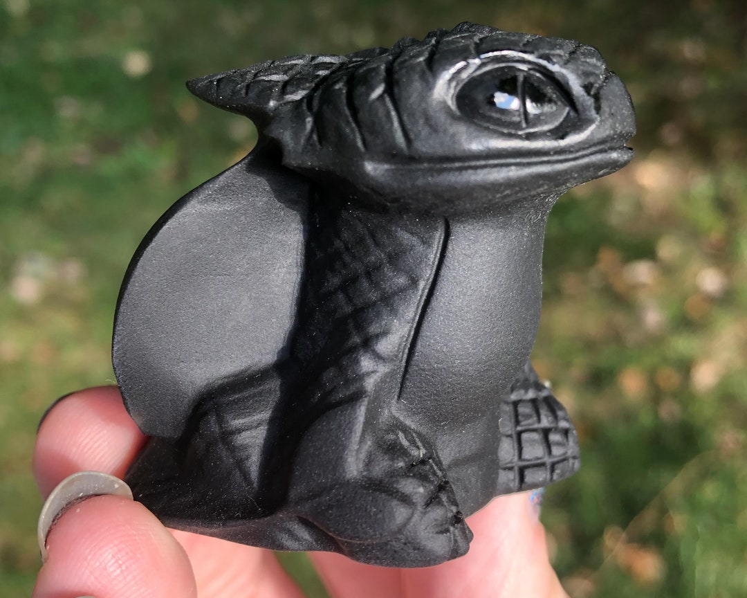 Black Obsidian Toothless Dragon Carving Crystal HTTYD Figurine - Etsy