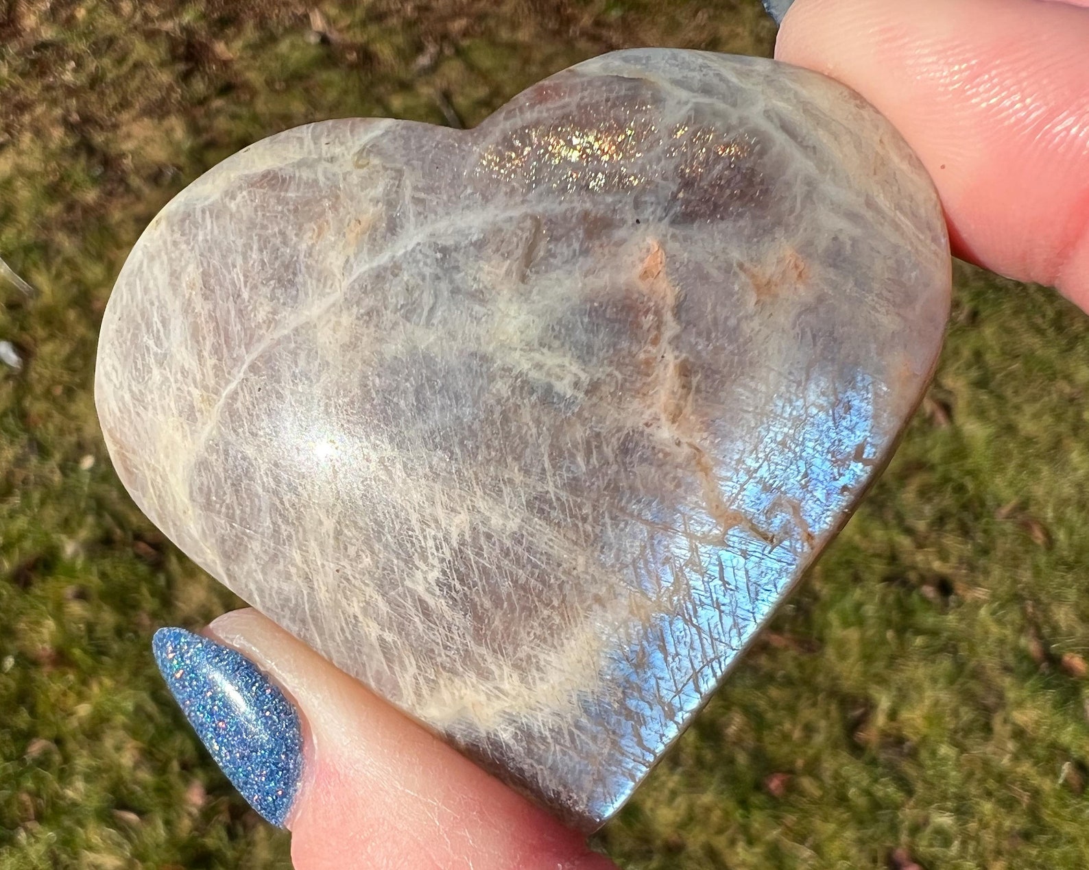 2.2 Moonstone and Sunstone Heart Rare Belomorite From - Etsy